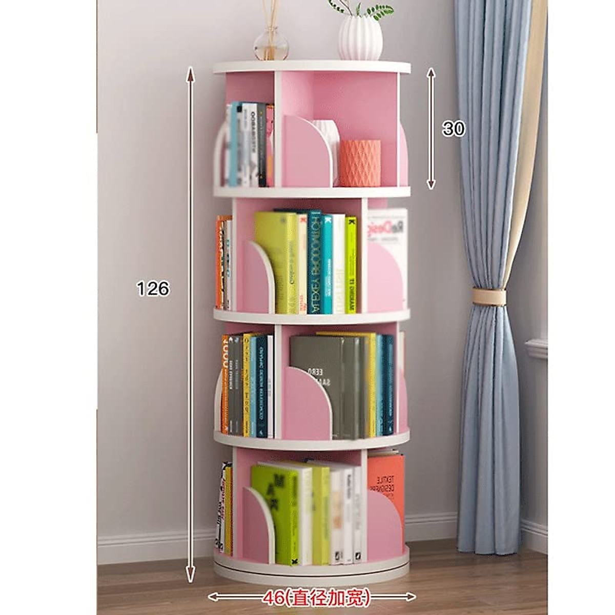 GELTDN Rotating Bookshelf 360 Degree Bookcase Home Floor Shelf Simple Multi-Layer Home Student Picture Book Shelf ( Color : E , Size : 12646cm )