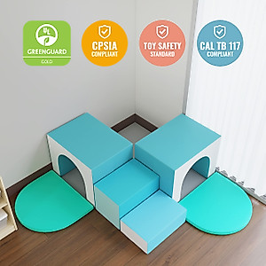 ECR4Kids SoftZone Corner Tunnel Maze Foam Climber, Indoor Active Play Structure for Babies and Toddlers, Soft Obstacle Course for Playrooms and Classrooms - Contemporary