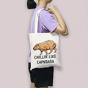 BDPWSS Capybara Tote Bag Capybara Lover Gift Chillin’ Like Capybara Wildlife Animal Lover Shoulder Bag (Chilling capybara TG)