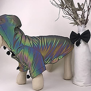 Dog Winter Clothes Dog Reflective Hoodie Pet Raincoat Waterproof Dazzling Jacket Thickened Autumn Winter Padded Jacket and Reflective Warm Sweater Color Changed Pet Pet Clothes for Medium Dogs Boys