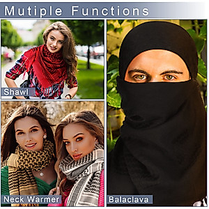 Mumufy 9 Pcs Shemagh Scarf Men Military Shemagh with Tassel Arab Cotton Shemagh Tactical Scarf Head Neck Wrap Shawl for Women Motorcycle Camping Hiking Winter, 43'' x 43''