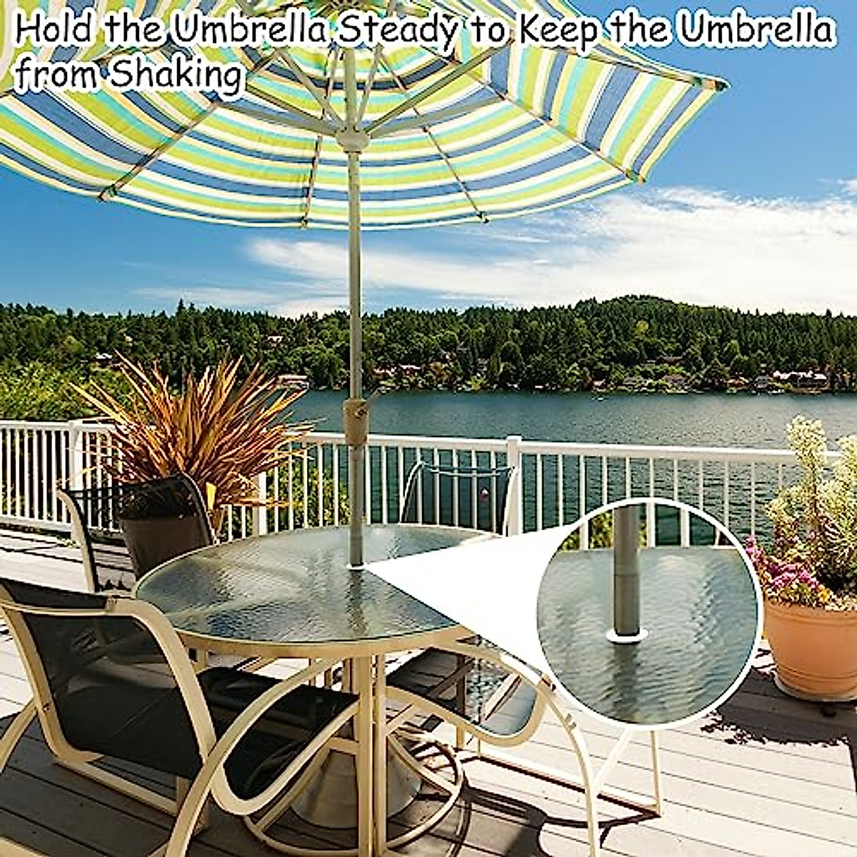 2Pcs Patio Table Umbrella Hole Ring Plug, Pool Umbrella Sleeve Stabilizer Cone Wedge, Silicone Umbrella Table Ring Hole Insert for 2-2.5 Inch Table Hole or 1.5 Inch Pool Umbrella Adapter (White)