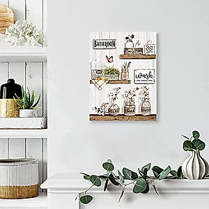 RUDIXICO Farmhouse Bathroom Decor Wall Art Rustic Flower and Butterfly Bathroom Pictures Canvas Print Country Bathroom Wall Decor Soak Relax Unwind Bathroom Wall Art Framed Ready To Hang 12"x16"