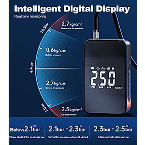 AT1nTen Tire Inflator Portable Air Compressor, Electric Air Pump for Car Tires,Digital Cordless with Gauge Emergency LED Light,Power Bank, 12V DC Faster Inflation Motorcycle Bicycle Auto Shut-Off