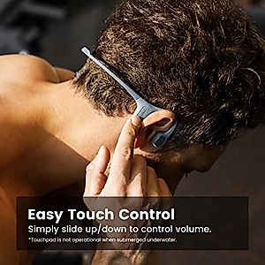 mojawa Run Plus Bone Conduction Headphones, IP68 Waterproof Swimming Headphones, Open Ear Bluetooth Headphones with Mic and 32GB MP3, Wireless Sports Headphone for Running, Swimming, Cycling, Black