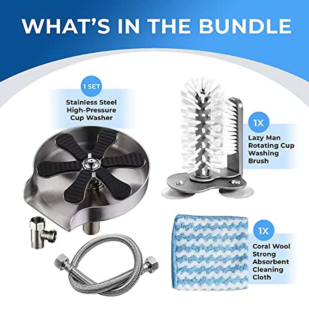 Automatic Glass Rinser For Kitchen Sink, Stainless Steel Sink Cup Washer, Baby Bottle Washer, Bar Cup Cleaner, Sink Attachment, Kitchen Sink Accessories