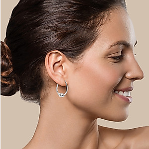 Hoops & Loops 925 Sterling Silver Bead Ball Hoop Earrings,18mm Dangle Drop Beaded Earrings for Women