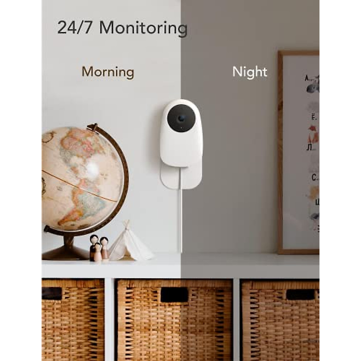 Baby Monitor with Camera and Audio, nooie Baby Camera Monitor Indoor, Baby Monitor WiFi Smartphone 2.4Ghz, Motion and Sound Detection, 1080P HD Night Vision, Two-Way Audio, SD or Cloud Storage