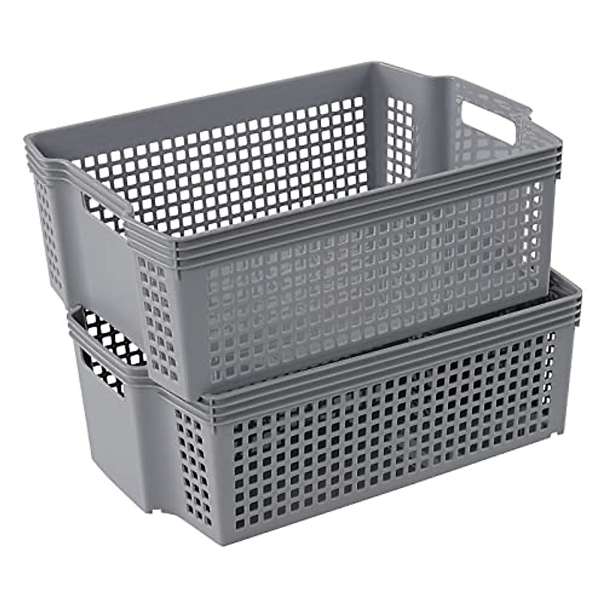 Tstorage Plastic Stacking Storage Baskets, Stacking Plastic Tray Baskets, 2-Pack