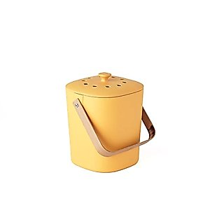 Bamboozle Kitchen Compost Bin – Indoor Countertop Food Composter, Made of Sustainable Bamboo Fiber | Saffron Color