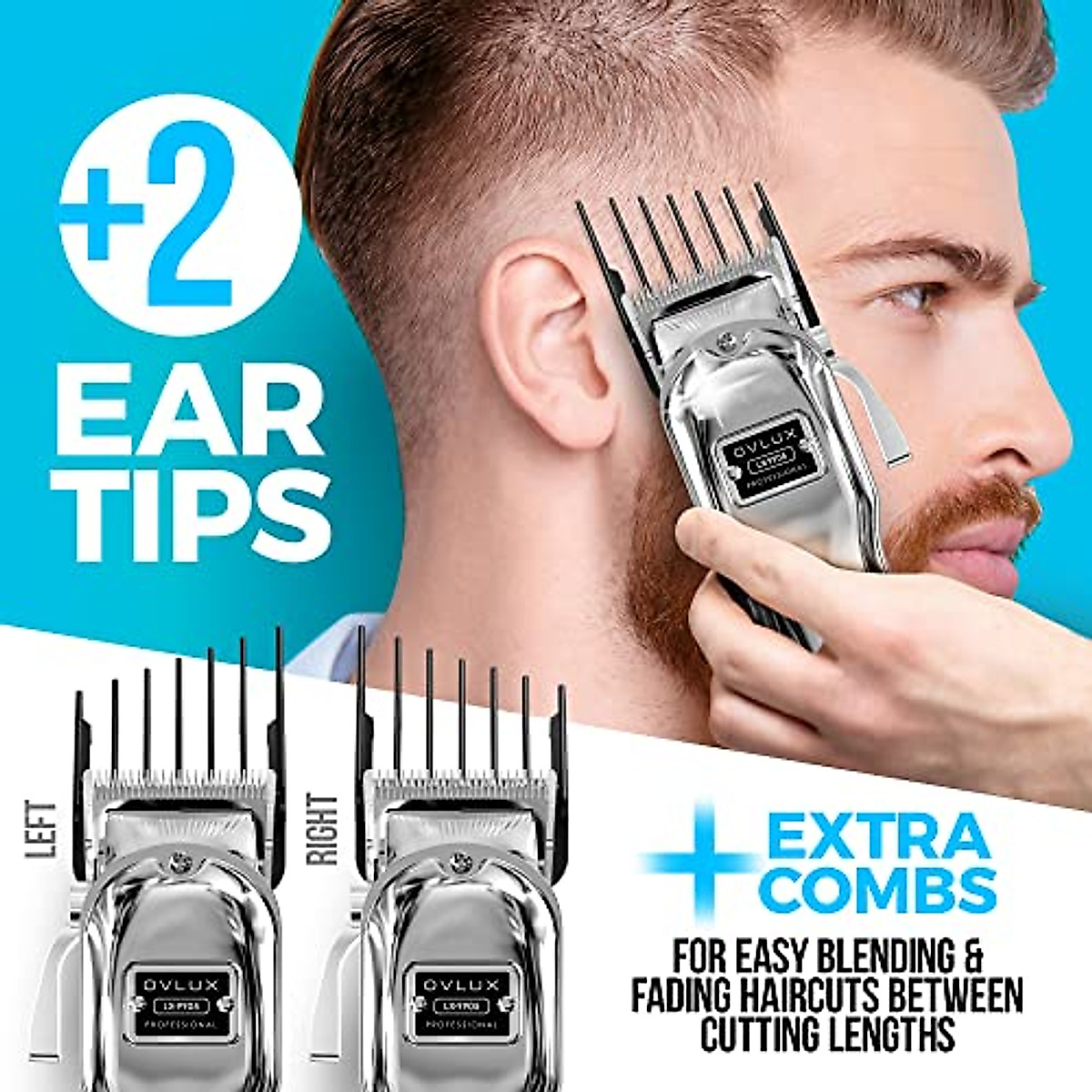 Professional set of 10 semi-metal black clipper guards, compatible with most Wahl clippers and ranging from 1/16" to 1",