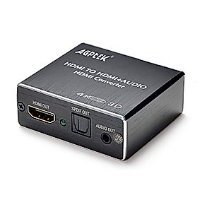 AGPTEK 4K x 2K HDMI Audio Extractor Splitter, HDMI to HDMI Audio Converter Adapter Support Ultra HD 4K Toslink Optical Audio Output and 3.5mm Audio with Optical Fiber Cable