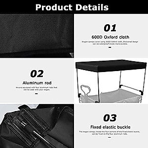 VOONKE Wagon Canopy Cover Garden Push Awning Portable Outdoor Stroller Accessories - Awning for Garden Wagon, Shopping, Camping (Suitable for Half-Folded Wagon) Black
