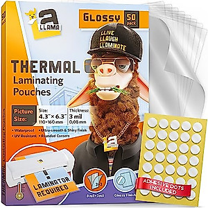 Thermal Laminating Pouches, 4.3 x 6.3 Inches, 3 Mil Thick, 50 Pack, Suited for Picture Size Laminating Sheets 4 x 6