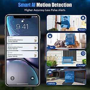 Hawkray Solar Security Cameras Wireless Outdoor ，2K 360° View Pan Tilt Low Power Consumption WiFi Security Cameras with AI Motion Detection, Two-Way Audio,Color Night Vision