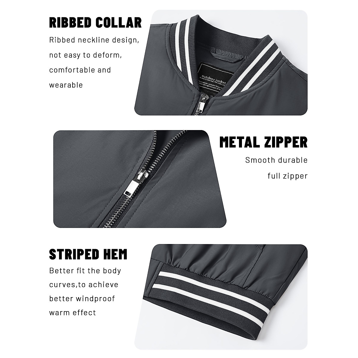 TACVASEN Varsity Jacket Men Men's Jackets With Inside Pockets Men's Lightweight Flight Bomber Jackets Men's Bomber Jackets Windbreaker Spring