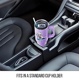 Silver Buffalo Disney Nightmare Before Christmas by Tim Burton Jack Skellington Stainless Steel Tumbler with Handle and Straw, Fits in Standard Cup Holder, 40 Ounces