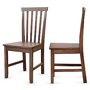 ERGOMASTER Dining Chairs Set of 4 Slat Back Walnut Wood Restaurant Chairs Traditional Side Chairs