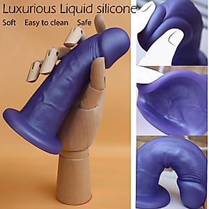5.8 Inch Medium Realistic Bent Dildo with Suction Cup,1.6'' Diameter Thick Dildo for Anal Vaginal G-spot Stimulation,Lifelike Penis Fake Cock Adult Sex Toy Made of Liquid Silicone,for Women Men