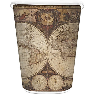 RNK Shops Vintage World Map Waste Basket - Double Sided (Black)
