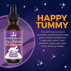 Jackson Galaxy: Happy Tummy (2 oz.) - Pet Solution -Help with Stress and Discharge Toxins - Can Aid With Stomach Issues (IBD, Constipation, etc.) - All-Natural Formula - Reiki Energy