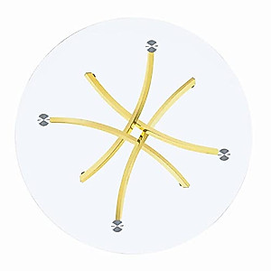 Coaster Furniture Beckham Modern Contemporary Round Dining Table Tempered Glass Top Asterisk Metal Base Polished Brass 108441