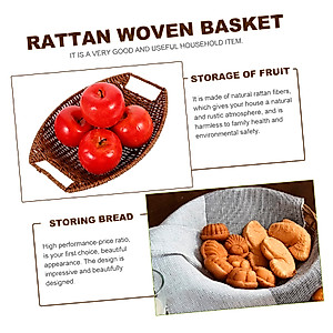 Angoily Rattan Weaving Storage Basket Fruit Bread Snack Woven Basket Simulated Rattan Elegant Decorative