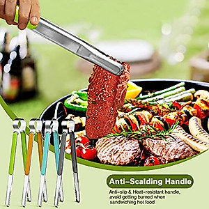 4Pcs Stainless Steel Kitchen Tongs, Serving Tongs for Cooking, 10" Metal Food Tongs with Non-Slip Comfort Grip, Non-Stick Cooking Tongs High Heat Resistant BBQ Tongs Grill Tongs for Barbecue Grilling