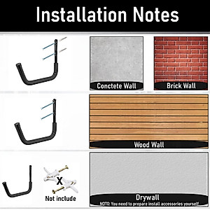 Whrsinlor Kayak Heavy Duty Storage Hooks, 15Inch Jumbo Arm Wall Mounted Canoe Storage Hanger 6 Pack Utility Organizer for Paddle Board, Surfboard, Snow Board, Wake Board