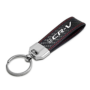 iPick Image Made Honda CR-V Real Black Carbon Fiber Loop Strap Key Chain with Red Stitching