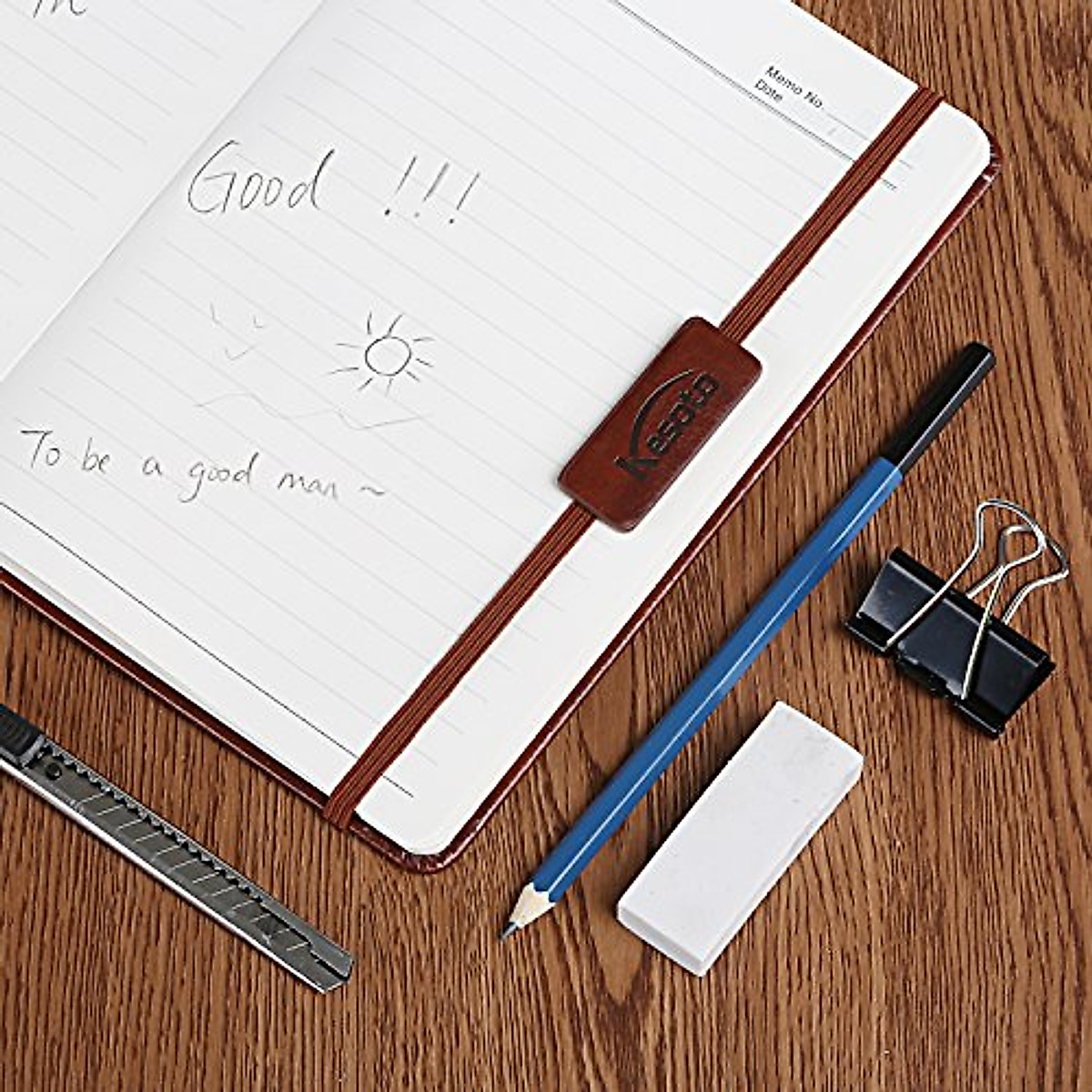 Kesoto A5 Classic Ruled Leather Hardcover Writing Notebook 5.7'' x 8.5'' Lined Journal Diary with Elastic Closure and Expandable Paper Pocket (200 Pages)