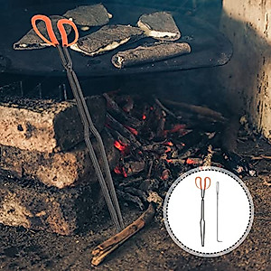 Cabilock Briquettes Hook 1 Set Briquette Tongs Iron Log Pigtail Charcoal Tong