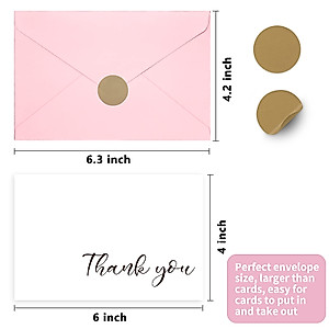 AZAZA Bridal Shower Thank You Cards with Envelopes, 100 Pack, Modern Minimalistic Design, 4x6 Inch, Pink