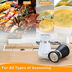 Accmor Salt and Pepper Shakers Set, 4 oz Stainless Steel Salt Pepper Shaker Containers with Glass Bottom for Kitchen Cooking, BBQ, Bar, Table, RV, Camp