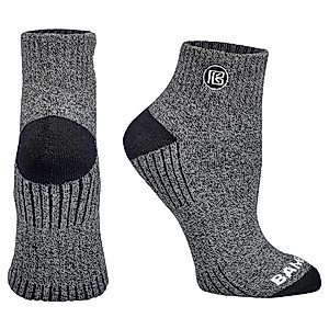 Premium Bamboo Crew Work Socks- Quarter High Moisture Wicking, Odor Eliminating Heather Gray Quarter Crew Socks for Men Size 9-12 - 3 Pair