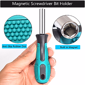1/4 Hex Screwdriver Bit Holder Handle 2PCS, SKZIRI Hex Screwdriver Bit Handle Holder Set with 1 Quick Change Handle and 1 Magnetic Screwdriver Bit Holder Handle