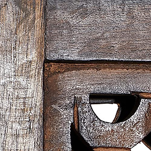 Deco 79 Wood Floral Handmade Hinged Foldable Partition 4 Panel Room Divider Screen with Intricately Carved Designs, 80" x 1" x 72", Brown