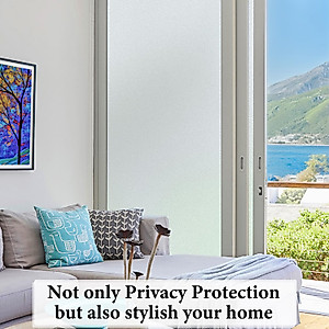 DUOFIRE Window Privacy Film Natural Frosted Glass Window Film Static Cling No Glue Anti-UV Window Cling Privacy Film Non Adhesive for Office Meeting Room Bathroom Living Room 17.4in. x 78.7in. S001