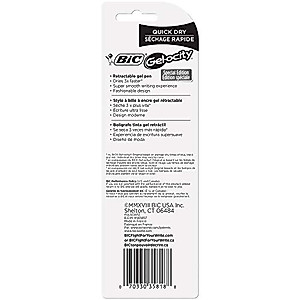 BIC Gel-ocity Quick Dry Special Edition Fashion Gel Pen, Medium Point (0.7mm), Assorted Fashion Colors, 2-Count