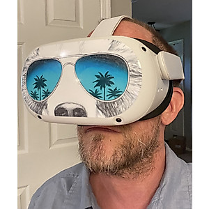 Bear with Sunglasses Decal for Quest 2 VR Headset - Meta/Oculus - Glossy Vinyl Sticker