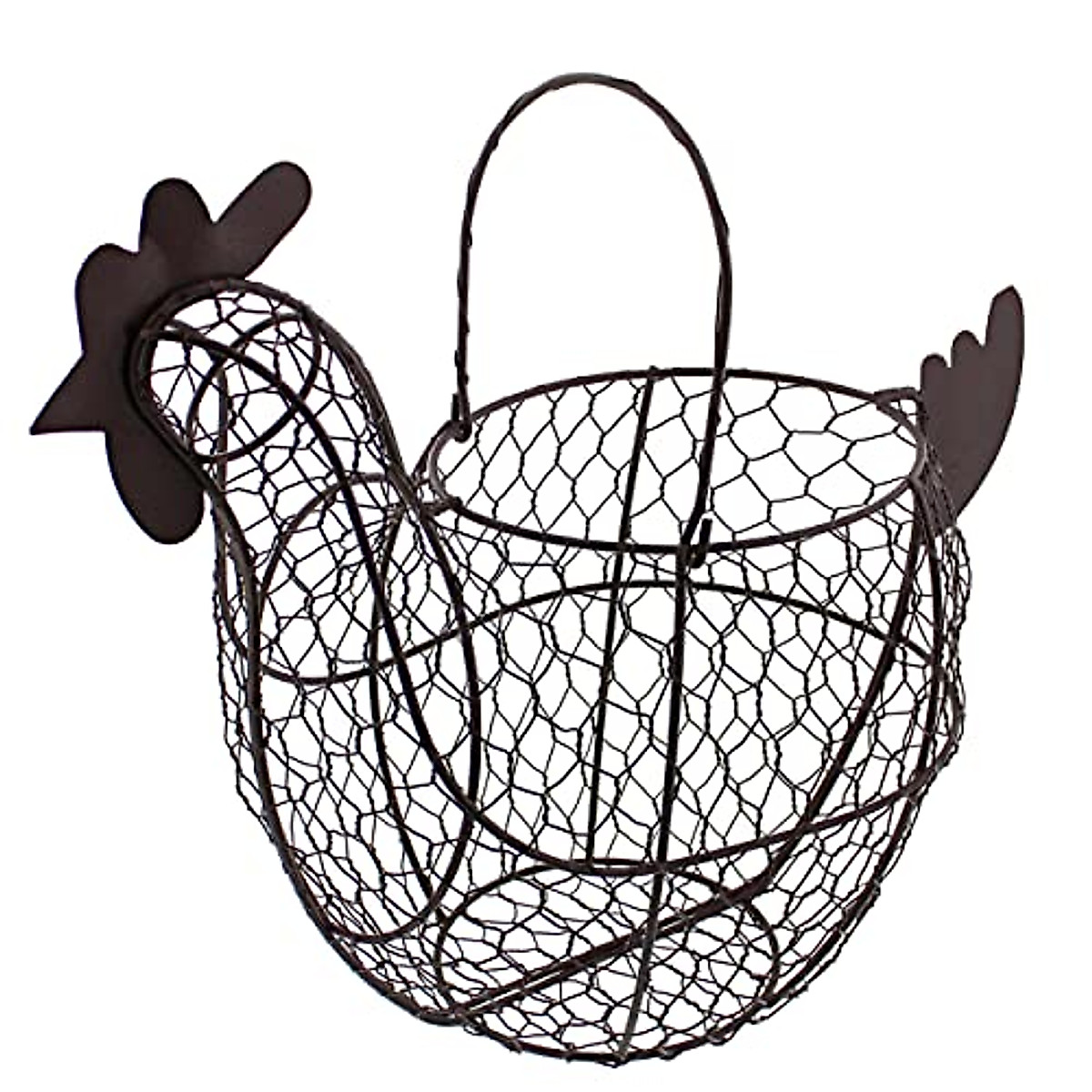 Rural365 Chicken Egg Holder - Brown Decorative Wire Basket with Handle Decor Wire Egg Basket for Kitchen or Living Room