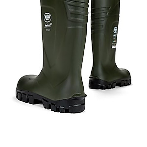 Bekina StepliteX SolidGrip S5 Safety Toe Wellington Boots for Men and Women - Lightweight Waterproof Non Slip Composite Toe Work Boots for Men and Women, Green - 8