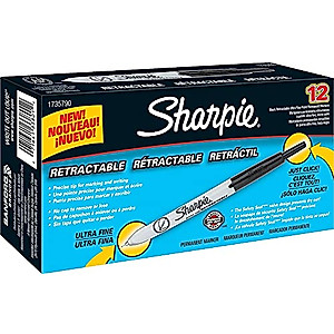 Sharpie 1735790Dz Sharpie Markers, Retractable, Ultra Fine, 12/Bx, Black