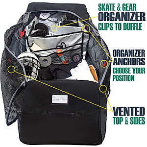 Athletico Hockey Duffle Bag - 35" Large Ice Hockey Duffel XXL Travel Bag for Equipment & Gear, with Included Organizer Caddy (Back)