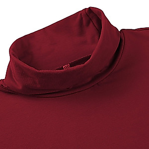 LecGee Men's Casual Slim Fit Lightweight Long Sleeve Pullover Top Thermal Turtleneck T-Shirt Wine Red