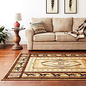 Western Horse Beige 5x7 Area Rug, 5'3x7'3