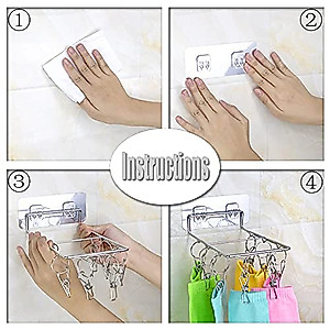 NOOMIEQCF Clothes Drying Rack Towel Rack Sock Drying clamp Stainless Steel Drying Drip Hanger Self Adhensive Hanger Rack for Socks Gloves Baby Clothes