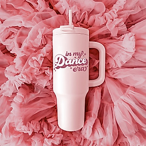 VIOLET & GALE Dance Team Gifts, Dancer Gift For Girls - Retro Design - 40oz Insulated Tumbler with Handle - In My Era Cup Water Bottle for Latin Ballroom Salsa Teacher