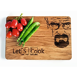 Algis Crafts | LET'S COOK - Cutting Board | 12x8" Oak Wood Chopping Board | Wedding, Anniversary, Housewarming Gift, First Home Gift | Handmade Birthday Gift | Laser Engraved Cutting Board