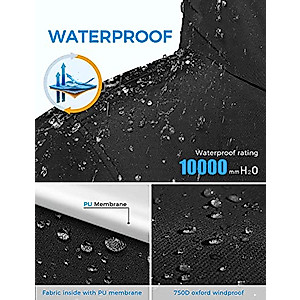 Wantdo Men's Plus Size Windproof Mountain Windbreaker Big&Tall Fleece Waterproof Ski Jacket Black Large Tall